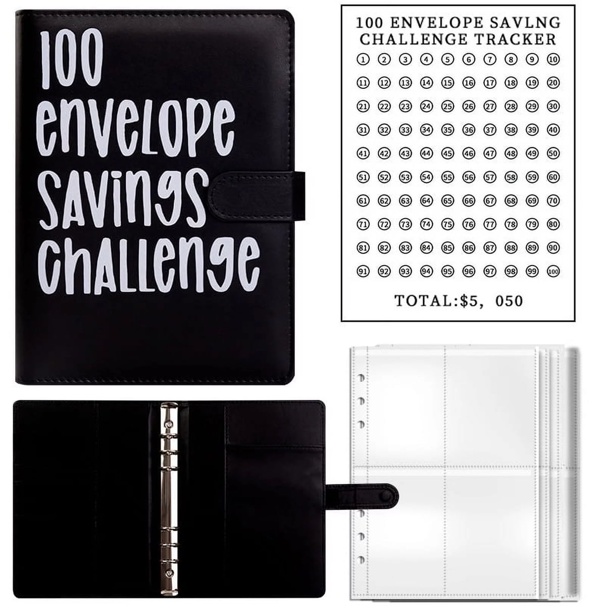 100 Envelope Challenge Binder Savings Challenges Sheets Easy and Fun ...