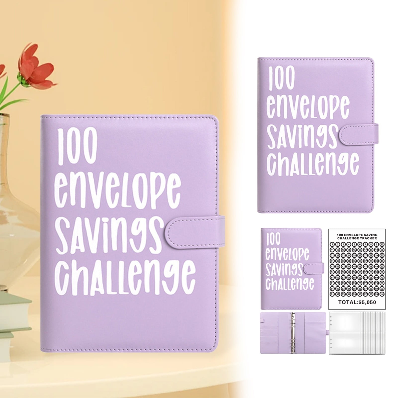 100 Envelope Challenge Leather 52 Week Saving Challenge Easy And Fun ...