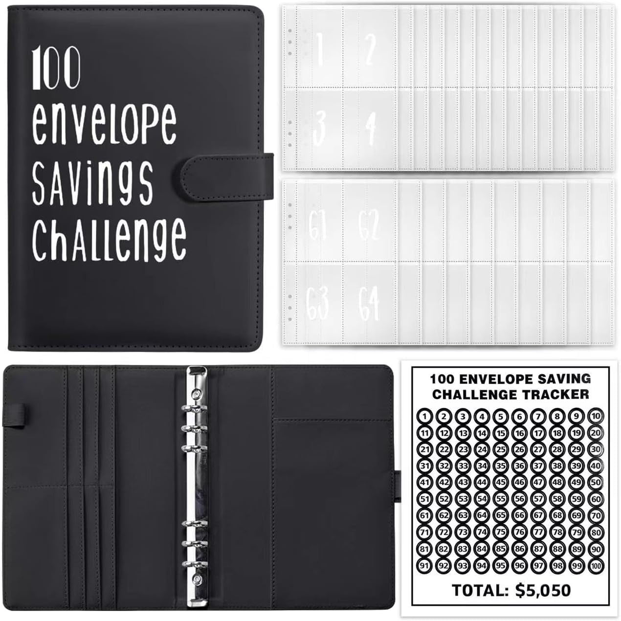 100 Envelope Money Saving Challenge Saves You $5,050, Savings Binder ...