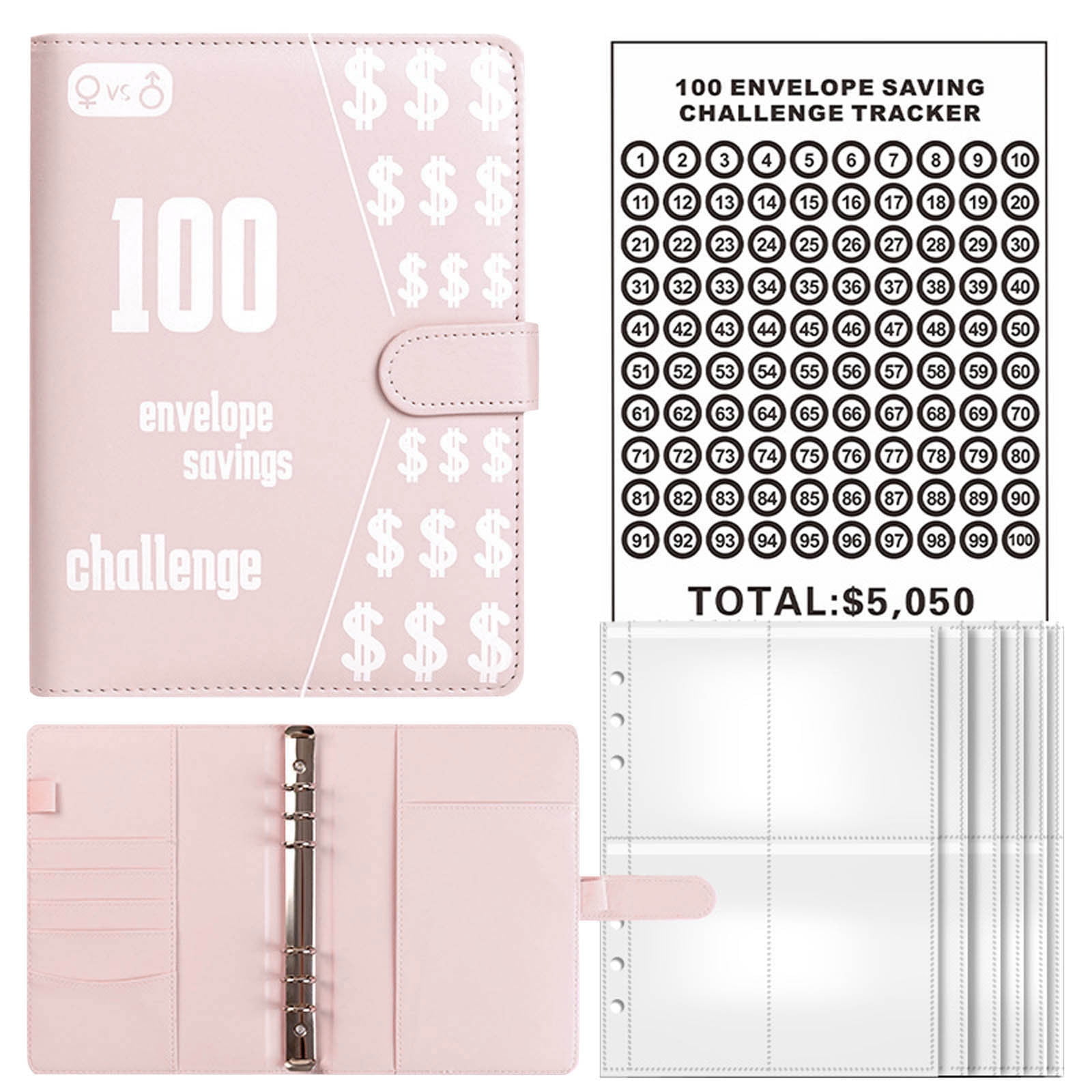 100 Envelope Saving Challenge Lightweight Savings Portable Budget ...