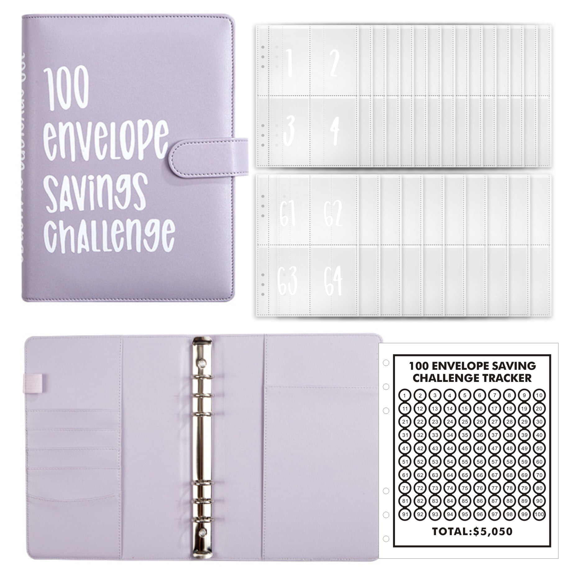 100 Envelopes Challenge Binder A5 Money Saving Binder,Easy and Fun Way ...