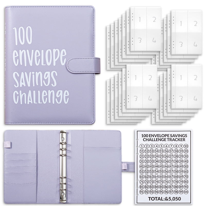 100 Envelopes Challenge Binder: A5 Money Saving Budget Binder with Cash ...