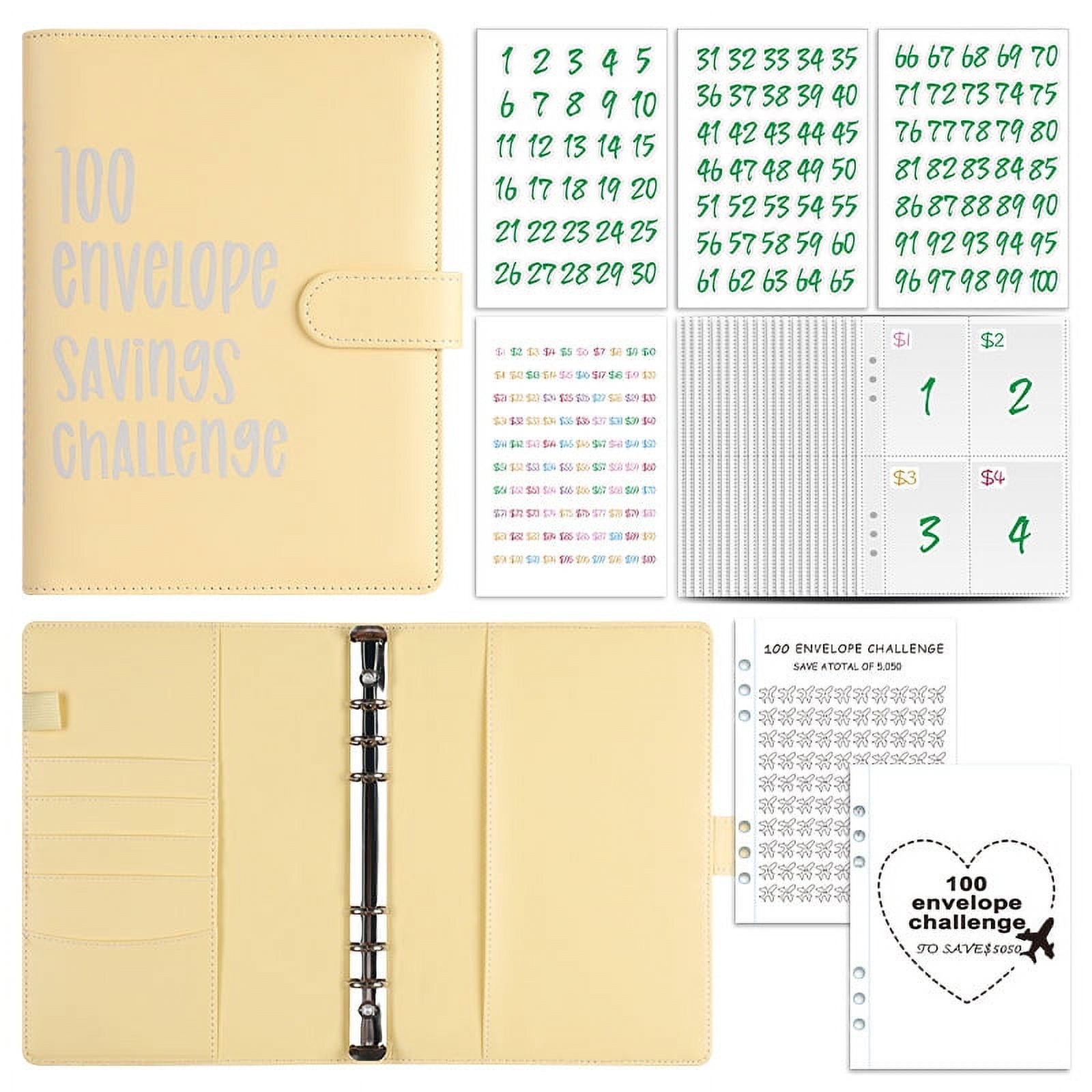 100 Envelopes Challenge Binder, A5 Money Saving Budget Binder with Cash ...