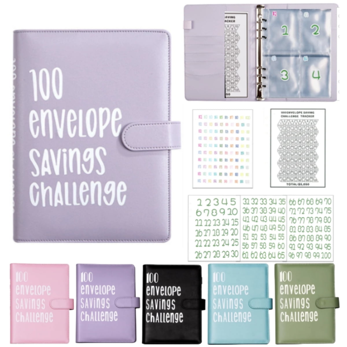 100 Envelopes Challenge Binder A5 Money Saving Challenge Cash Envelopes ...
