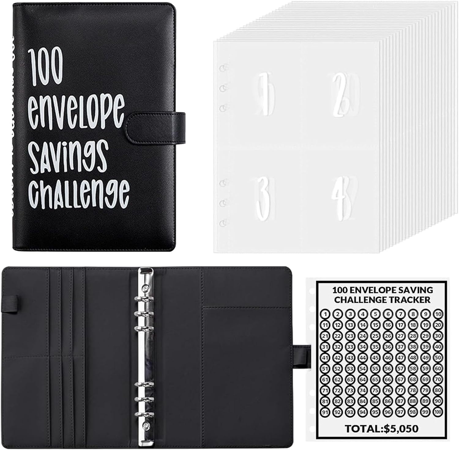 100 Envelopes Money Saving Challenge,100 Day Savings Challenge Binder ...