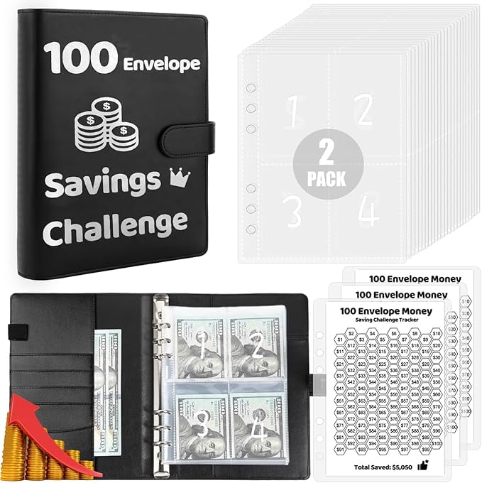 100 Envelopes Money Saving Challenge Binder, 2024 New A5 Budget Binder ...
