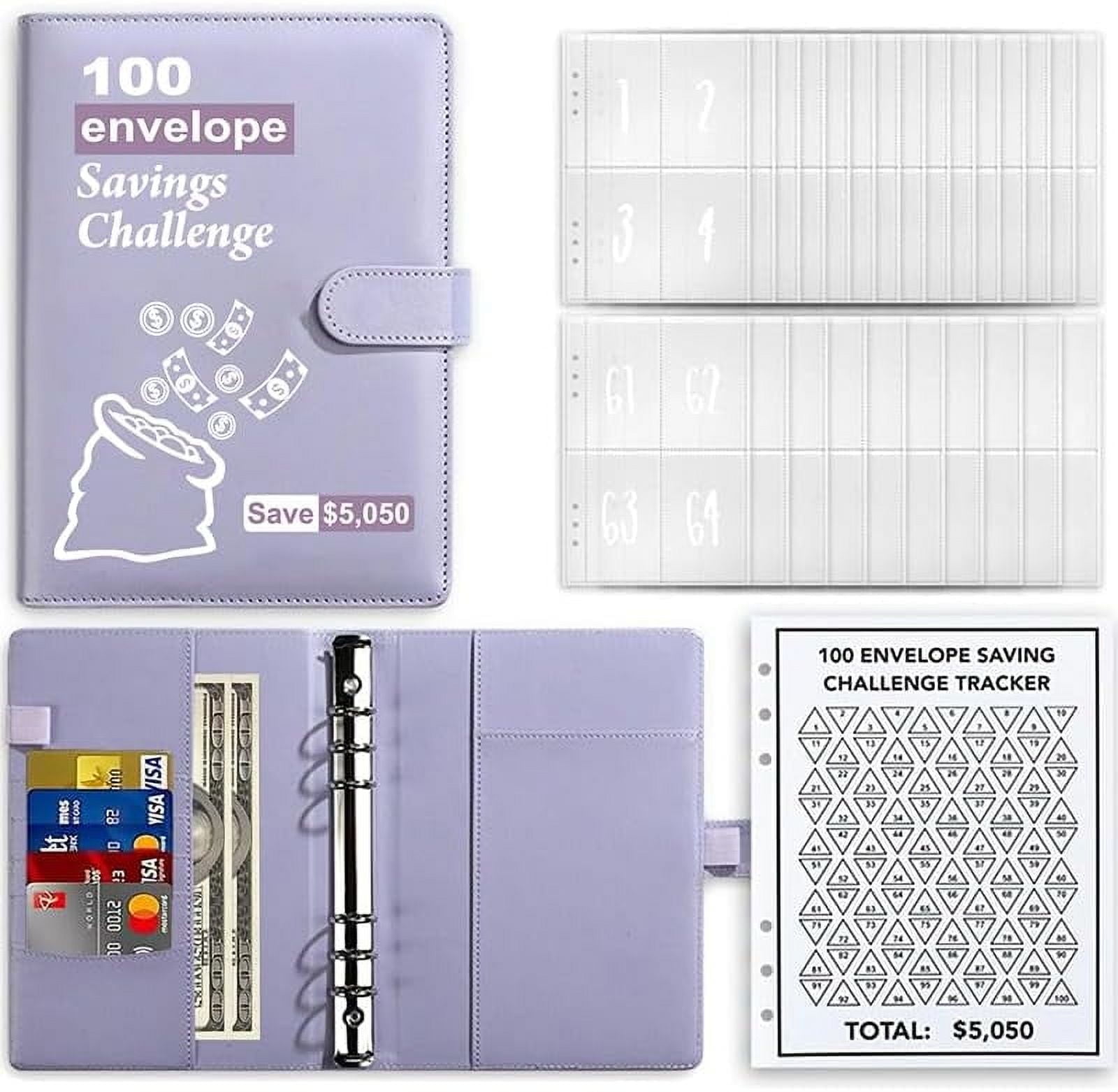100 Envelopes Money Saving Challenge Binder, Money Saving Binder with ...