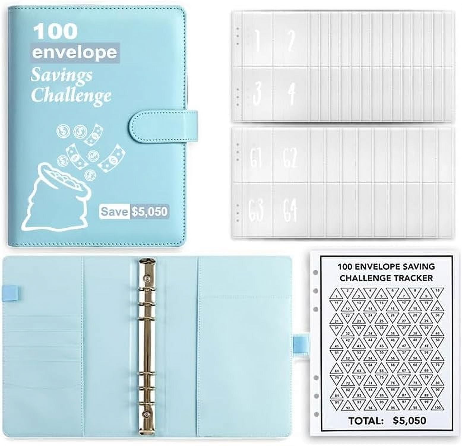 100 Envelopes Money Saving Challenge Binder, Money Saving Binder with ...