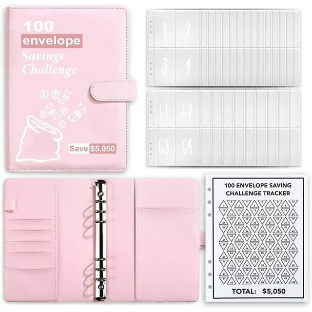 100 Envelopes Money Saving Challenge Binder, Money Saving Binder with ...