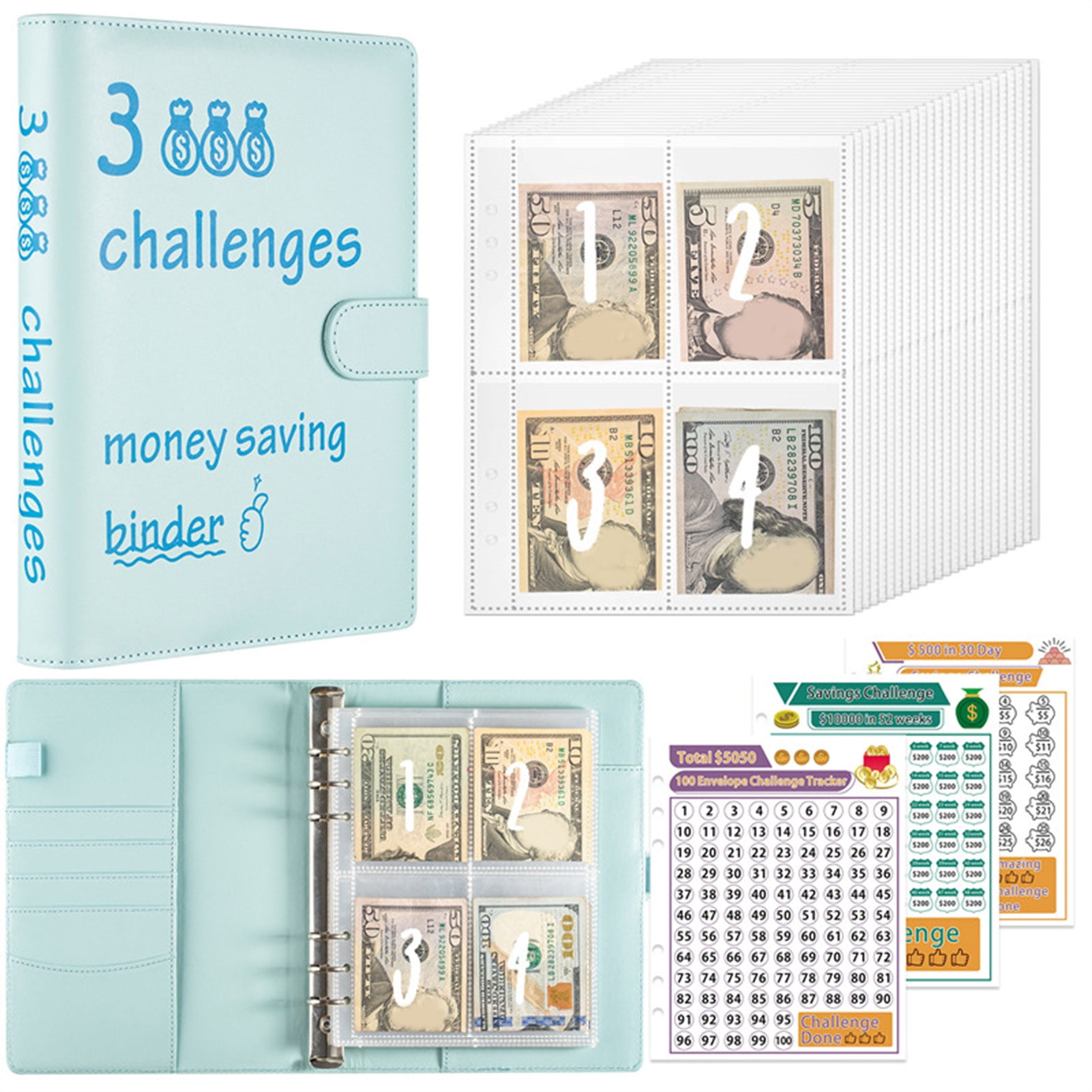 100 Envelopes Money Saving Challenge Binder, to Save $5,050, 10,000 and ...