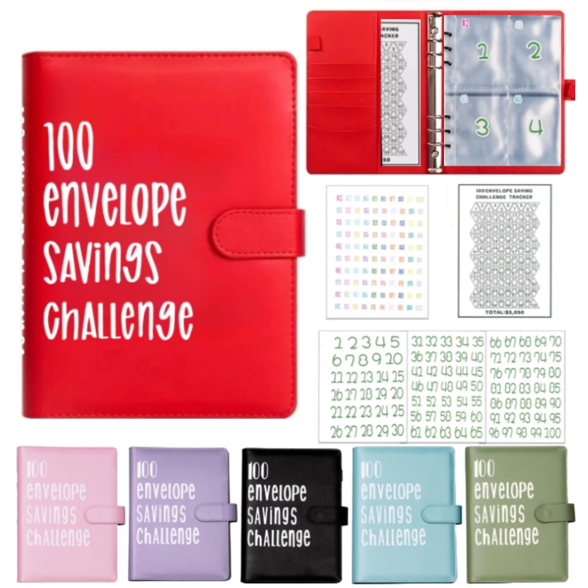 100 Envelopes Money Saving Challenge Binder，Savings Challenges Book to ...