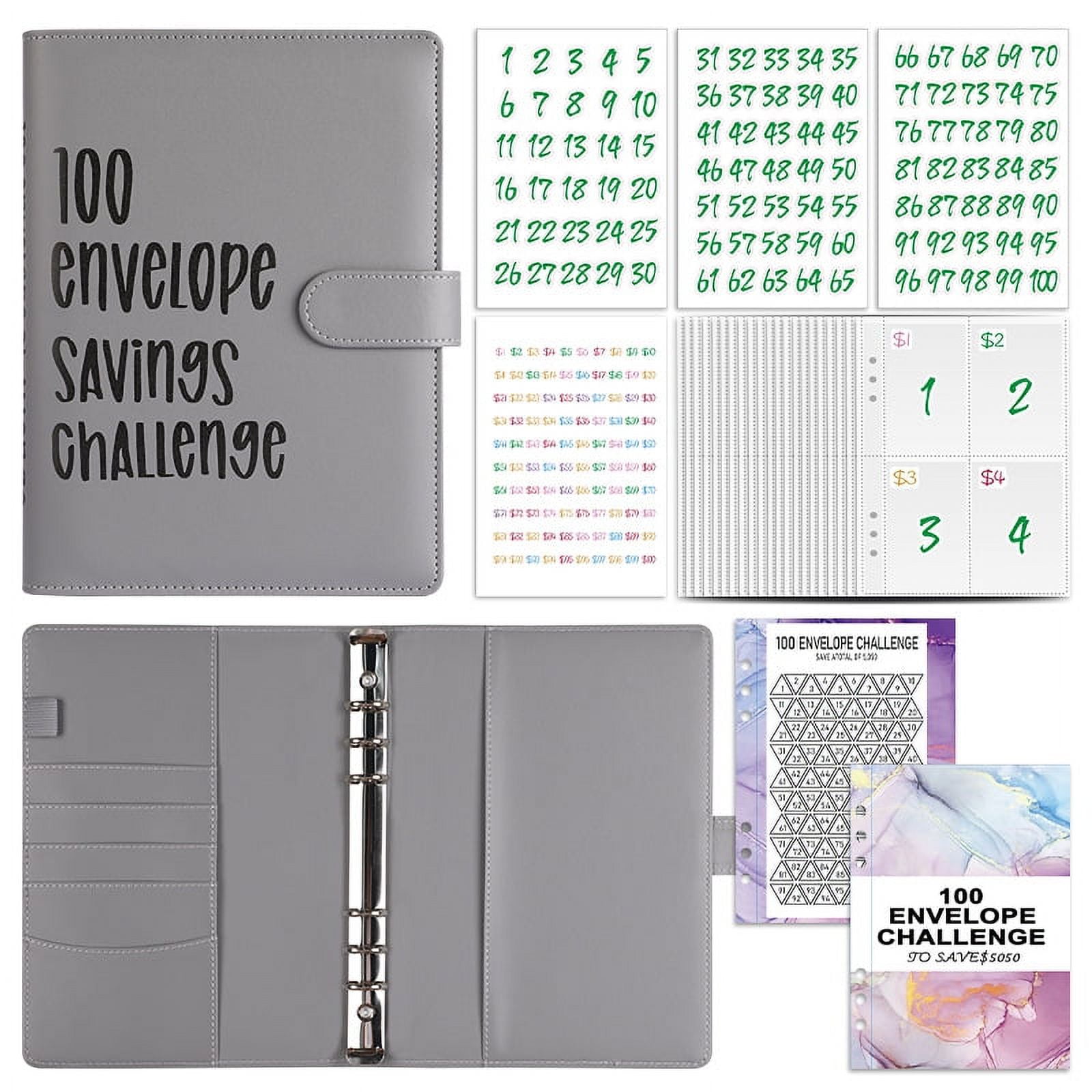 100 Envelopes Money Saving Challenge Binder, Savings Challenges Book ...