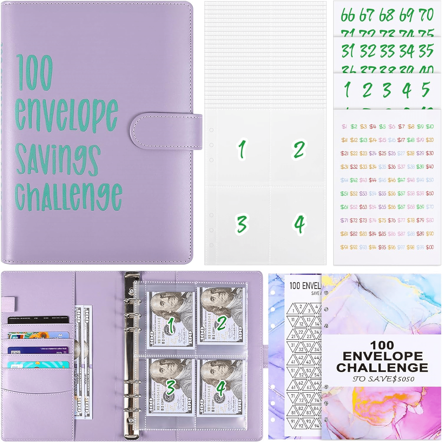 100 Envelopes Money Saving Challenge Binder, YITUMU Savings Binder with ...