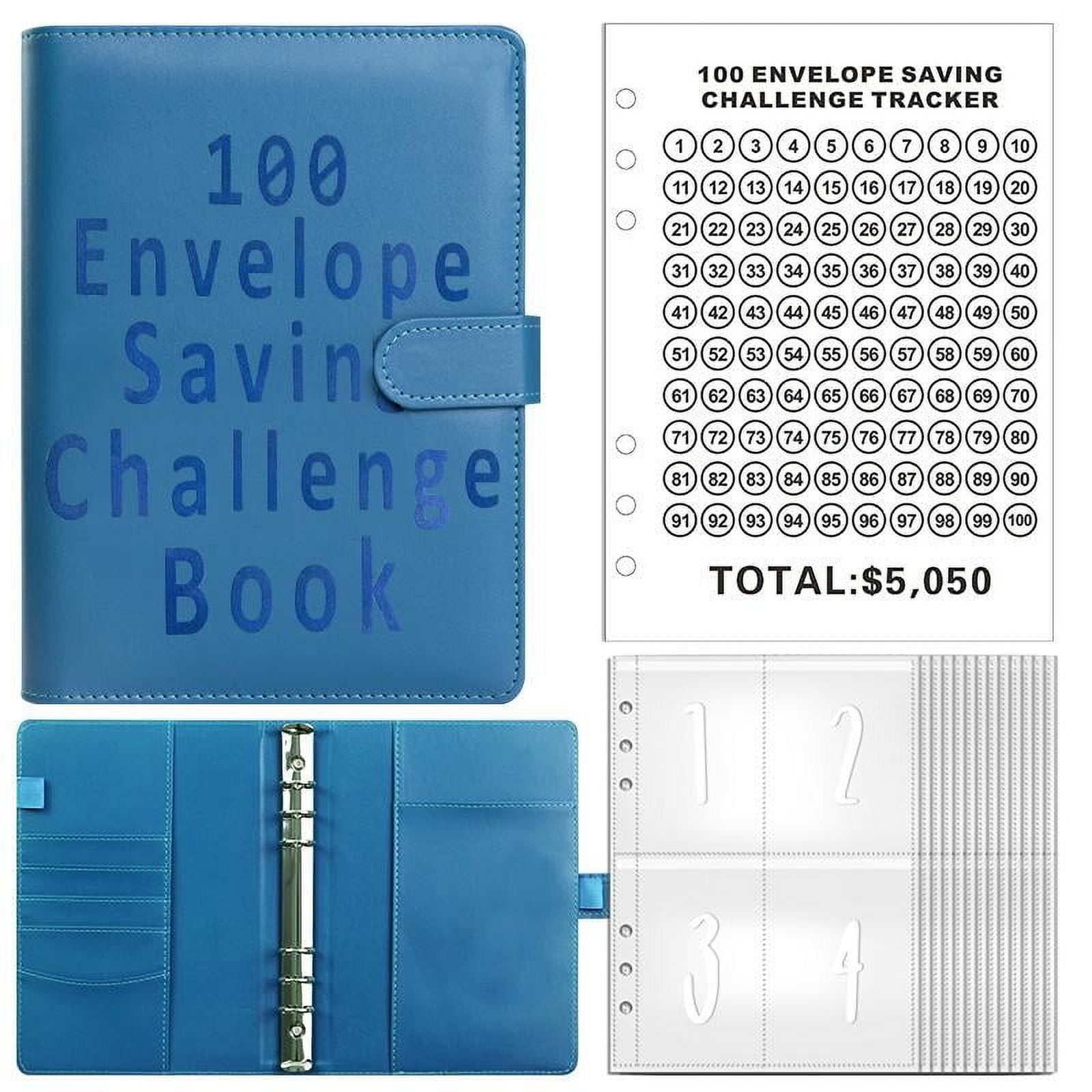 100 Envelopes Money Saving Challenge Binder with Laminated Tracker ...