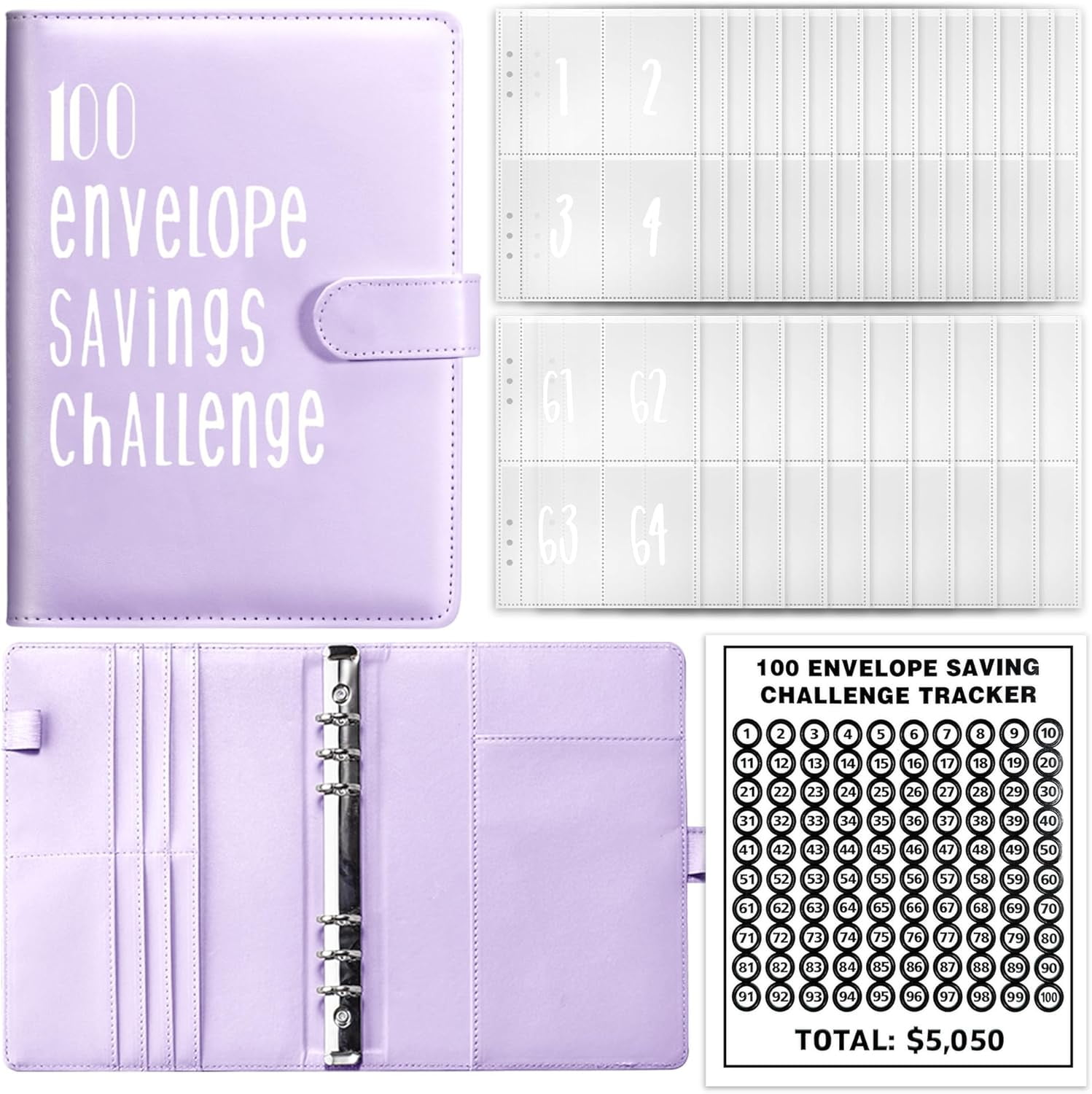 100 Envelopes Money Saving Challenge, Envelopes Challenge Binder ...