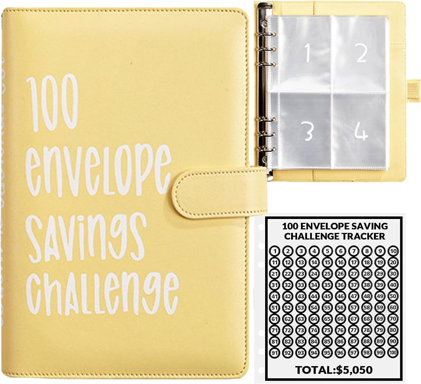 100 Envelopes Money Saving Challenge, 100 Envelope Challenge Binder ...