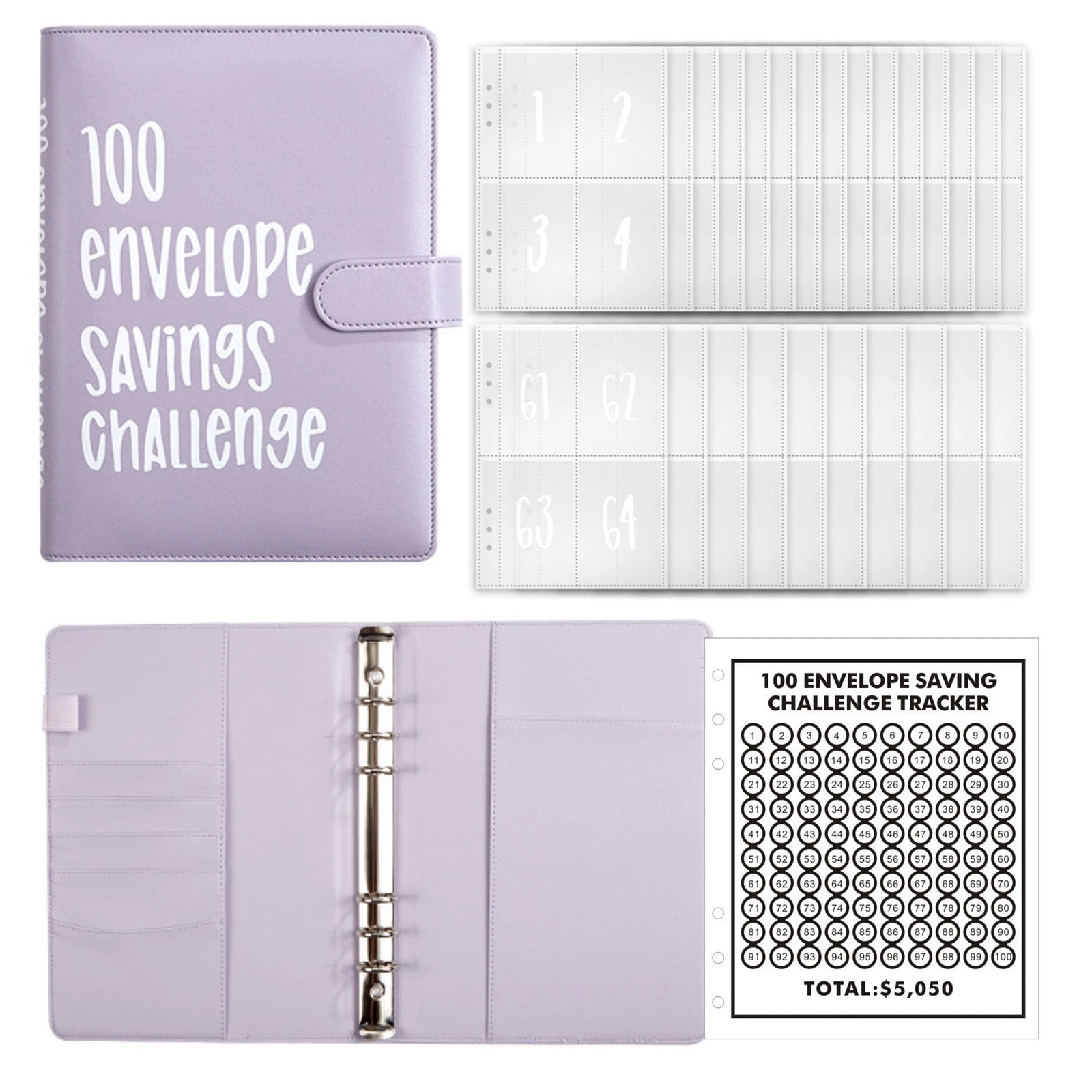 100 Envelopes Money Saving Challenge, Envelopes Challenge Binder ...