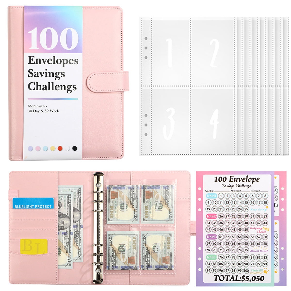 100 Envelopes Money Saving Challenge, Savings Challenges Book with ...