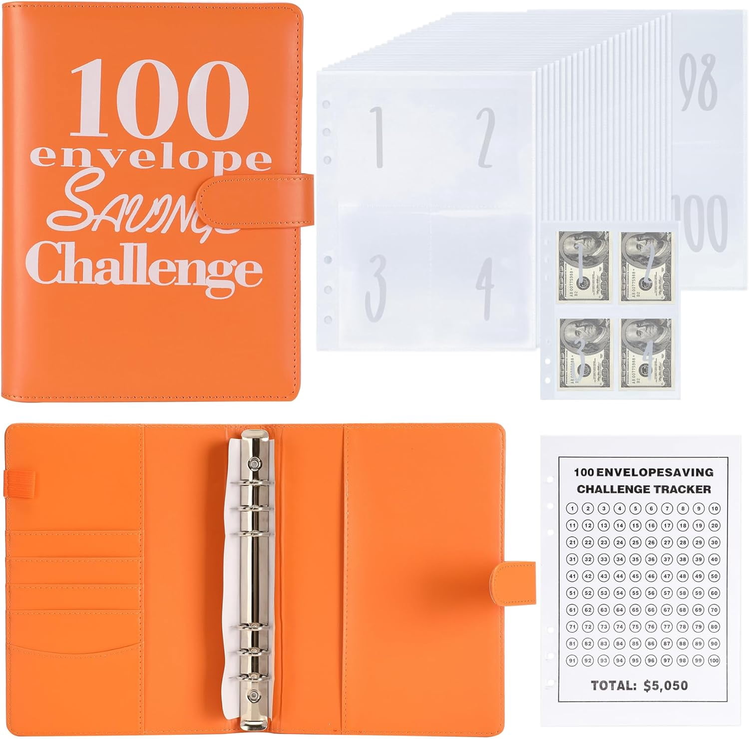 100 Envelopes Saving Binder A5 Savings Challenge Book Easy and Fun Way ...