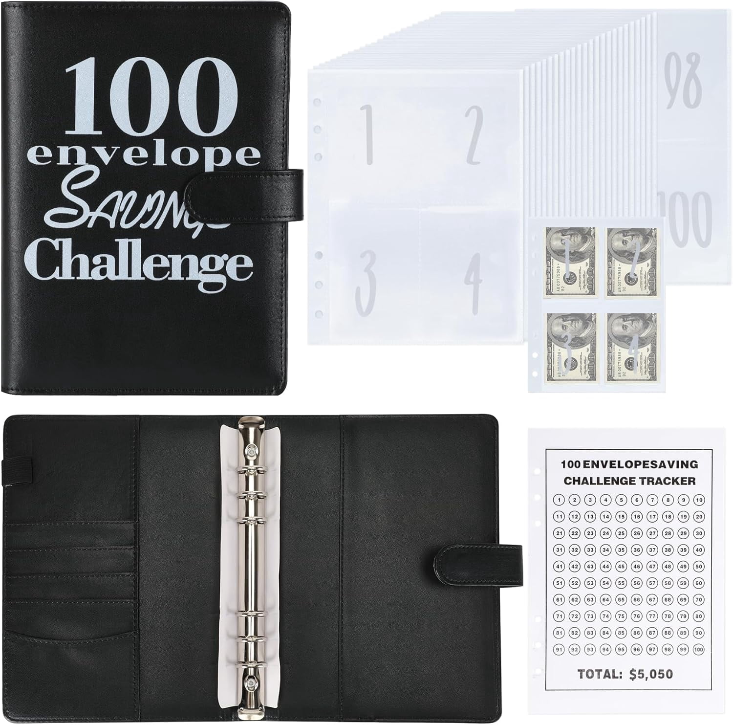 100 Envelopes Saving Binder A5 Savings Challenge Book Easy and Fun Way ...
