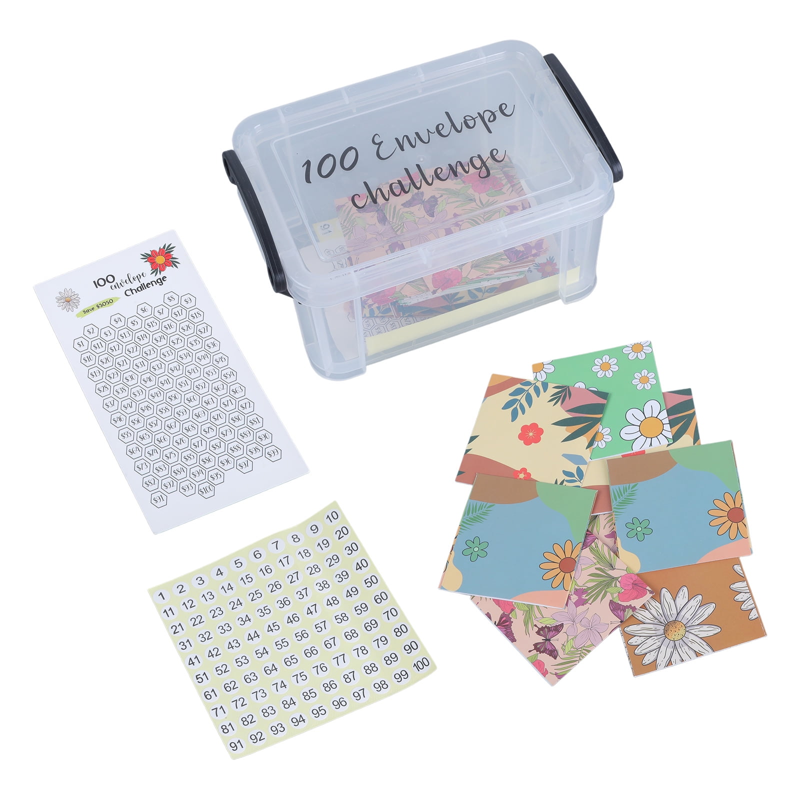 100 Envelopes for Money Saving, Including 100 Number Stickers and Clear ...