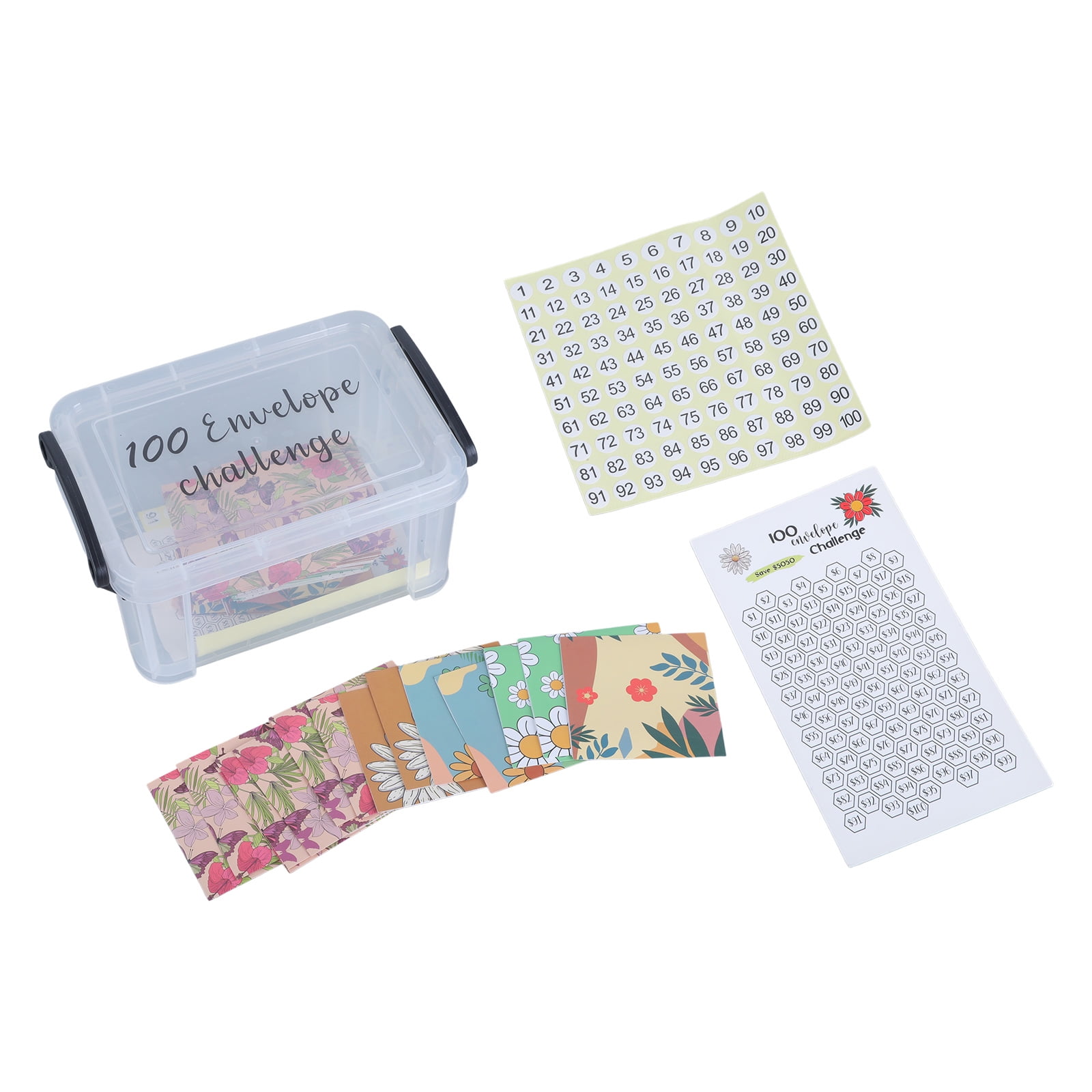 100 Envelopes for Money Saving, Including 100 Number Stickers and Clear ...