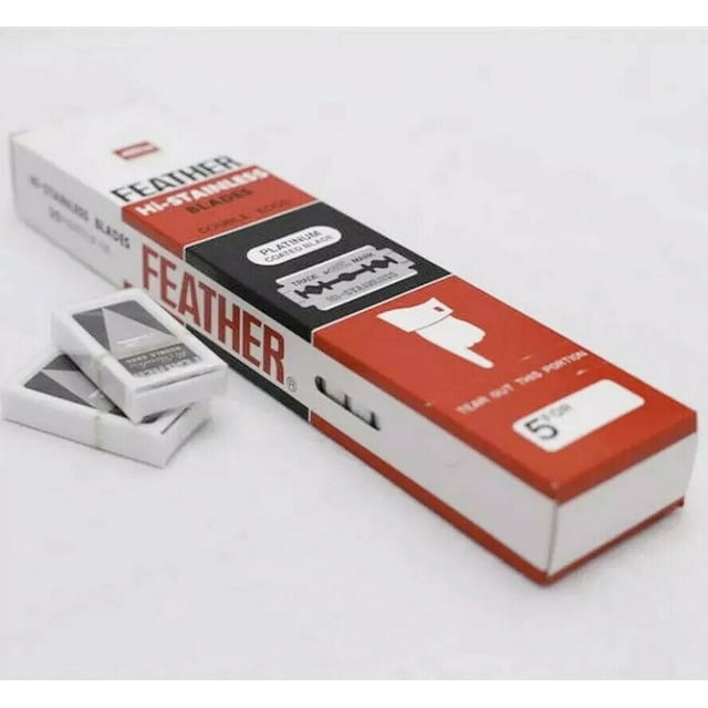 FEATHER 100 Count Hi-Stainless Platinum Double Edge Safety Razor Blades ...