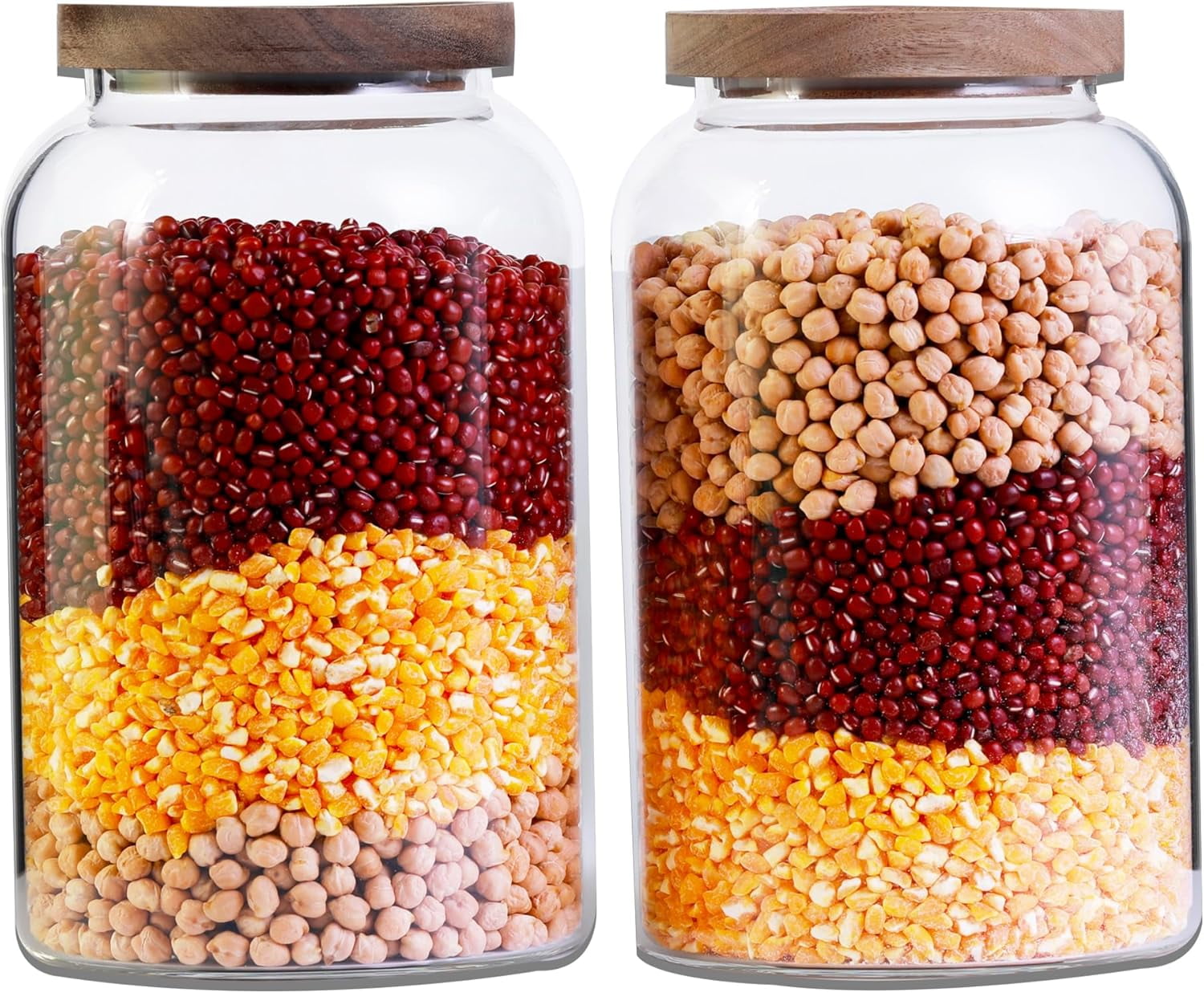 100 FL OZ Large Glass Flour and Sugar Containers with Airtight Bamboo ...