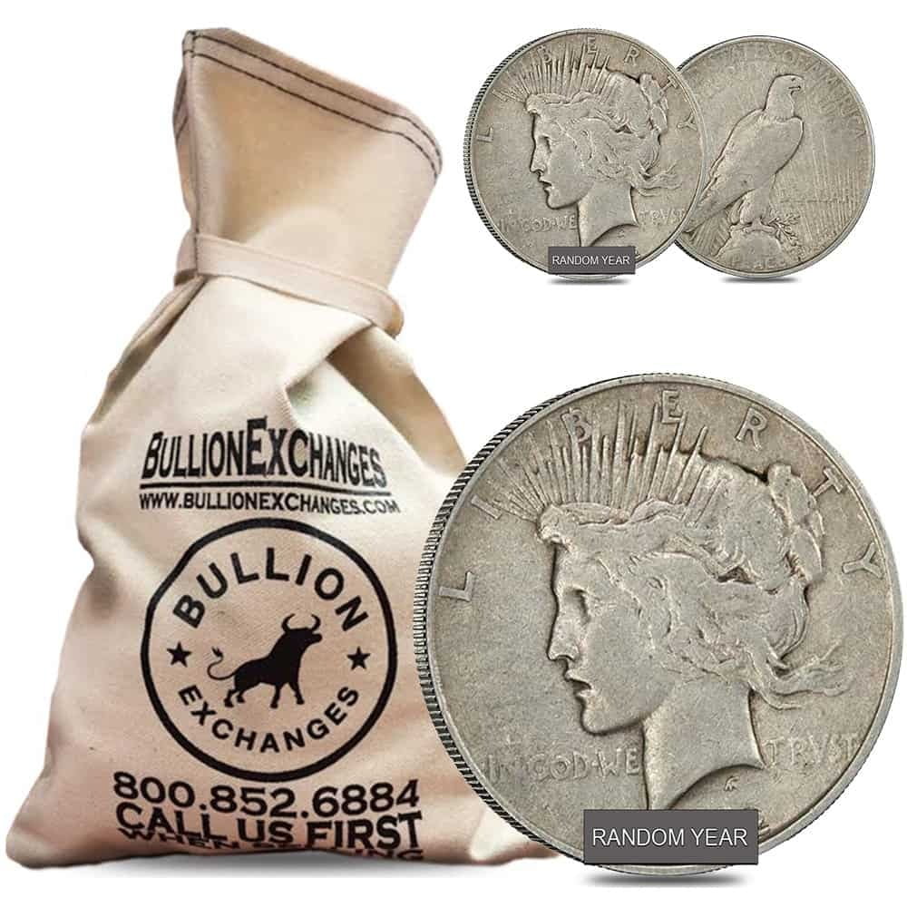 $100 Face Value Bag - 100 Coins - 1922-1935 Peace Silver Dollar Cull ...