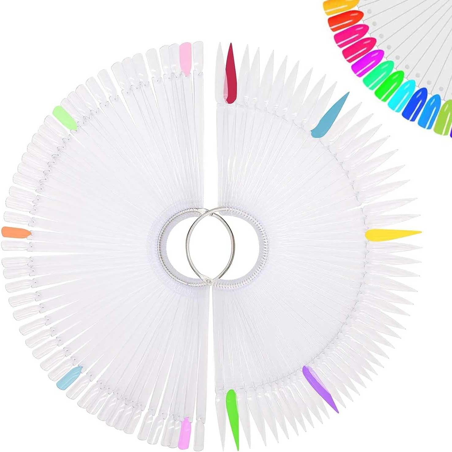 100 Fan Shaped Nail Colour Sample Nail Polish Display Sticks False Nail ...