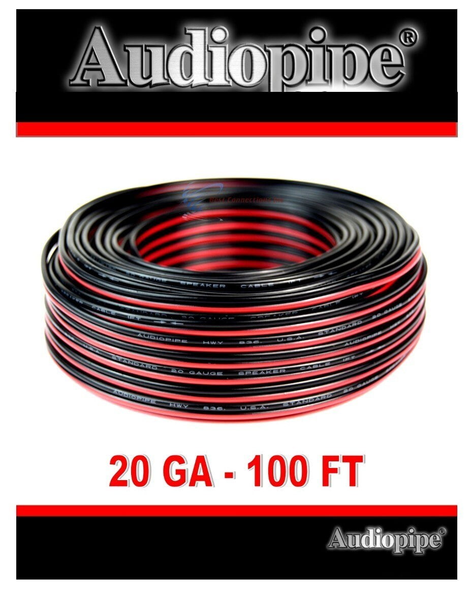 Audiopipe 100ft 20 Gauge Red Black 2 Conductor Copper Stereo Speaker ...
