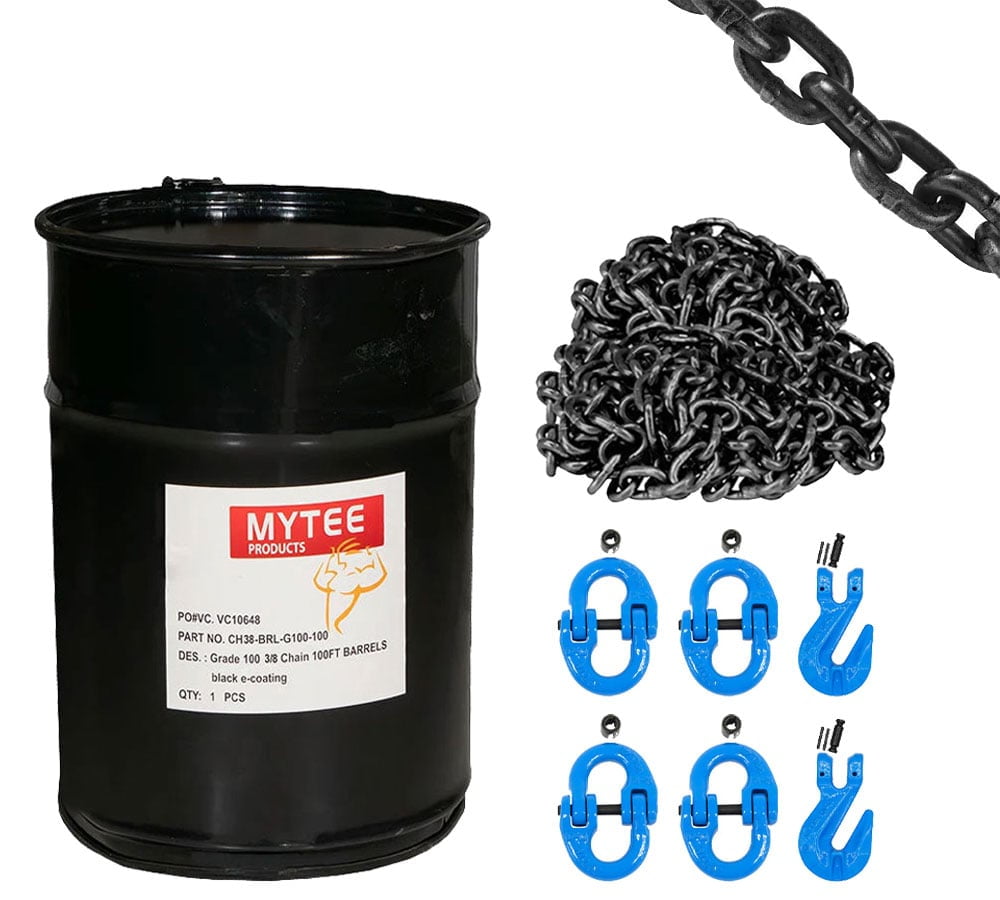 100 Feet G100 Lifting & Transport Chain, Cradle Clevis Grab Hook with ...