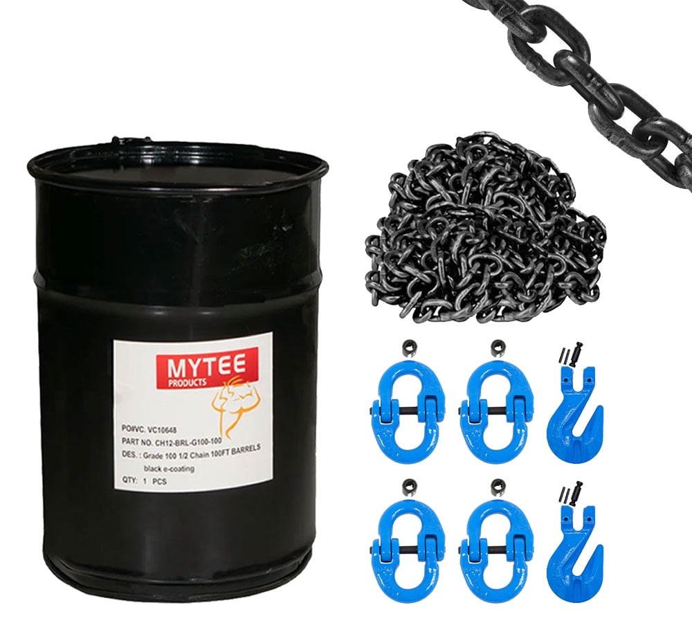 100 Feet G100 Lifting & Transport Chain, Cradle Clevis Grab Hook with ...