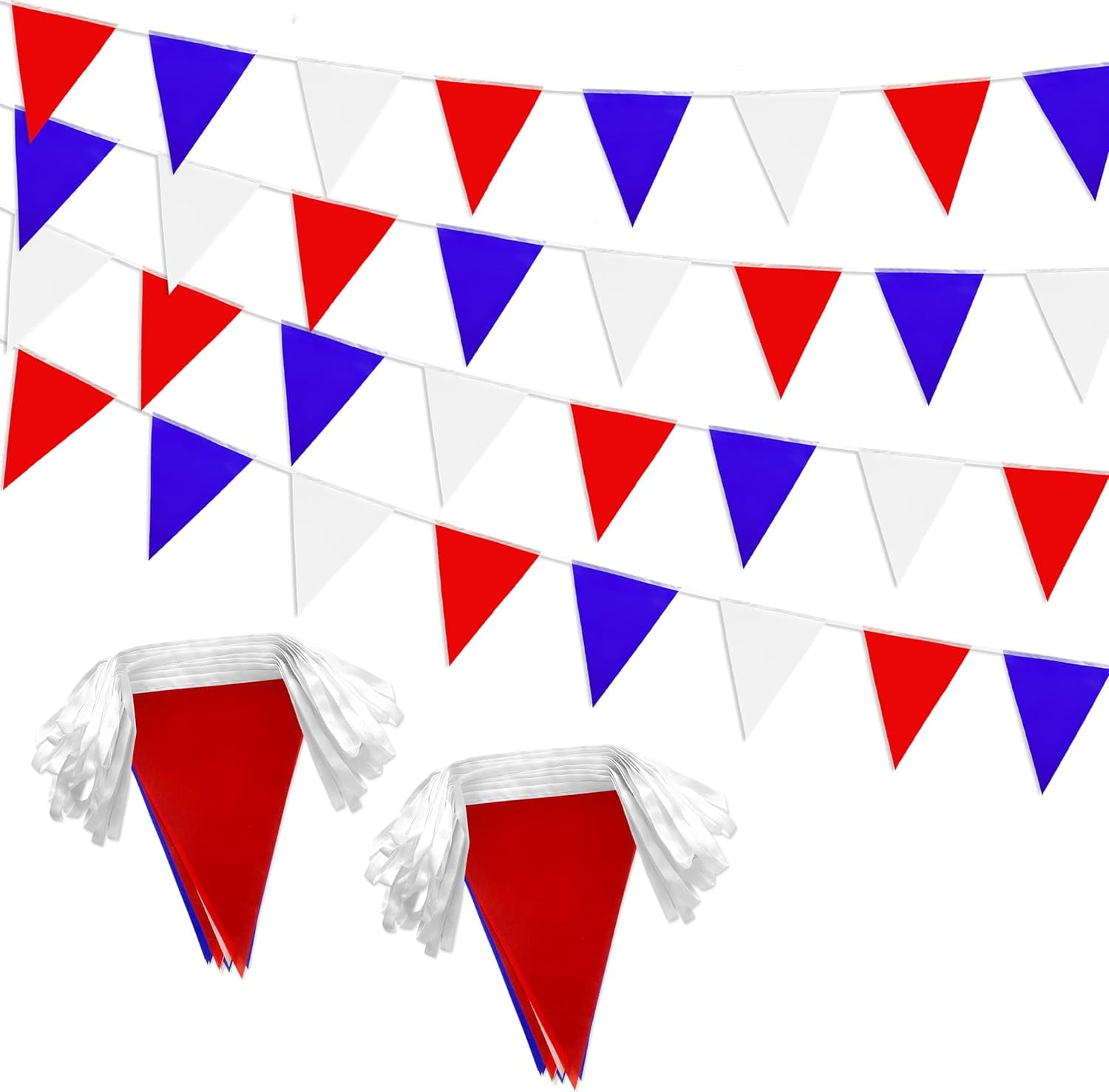 100 Feet Red Blue White Pennt Banner Flags String Triangle Bunting Flag ...
