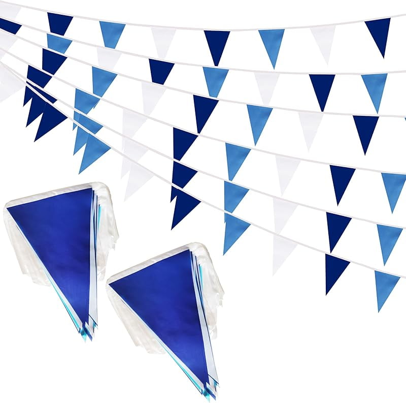 100 Feet Red Dark Blue & White Pennant Banner Flags String Hanging Red ...