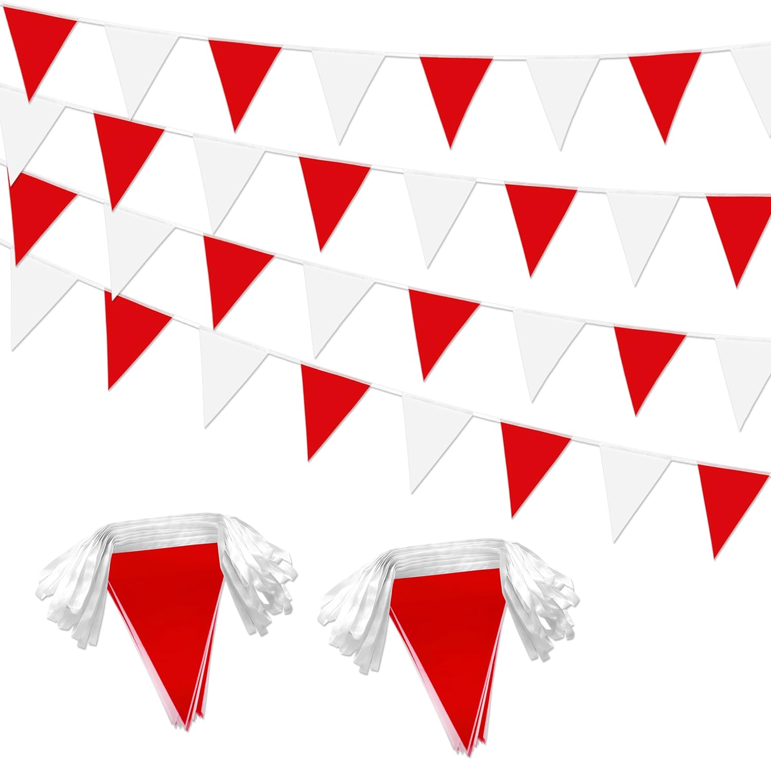 100 Feet Red White Pennt Banner Flags String Triangle Bunting Flag for ...