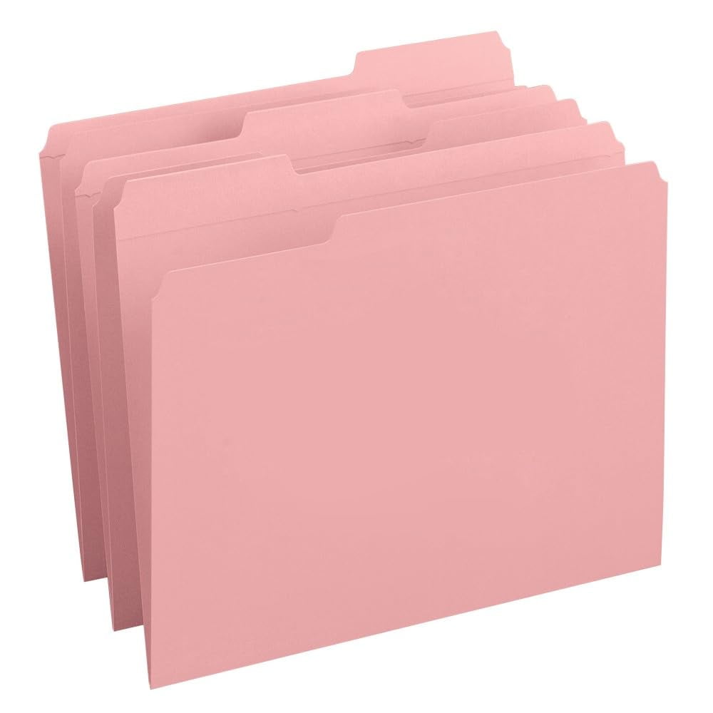 100 File Folders Letter Size with 1/3 Cut Reinforced Tabs, Heavy Duty ...
