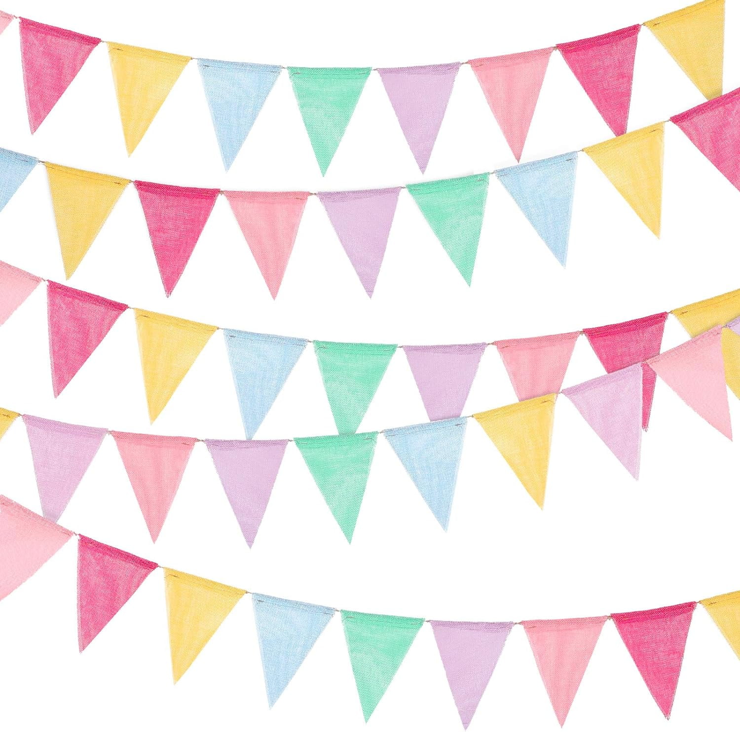 100 Flags Multicolored Pennant Flags Bunting Banner Pastel Fabric ...