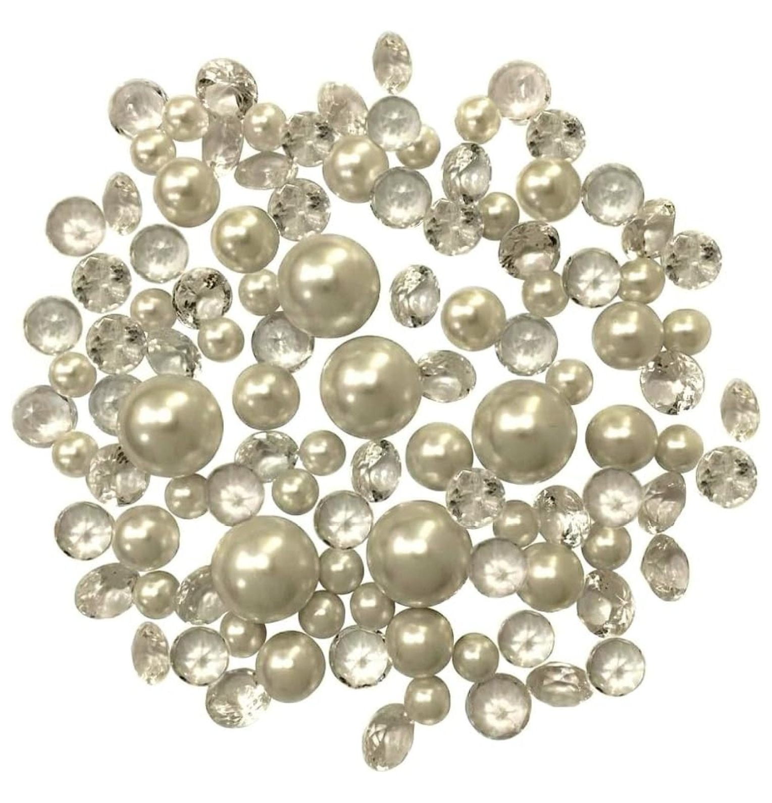 100 Floating Ivory Pearls with Sparkling Ivory Gems-Fills 2 Gallons of ...