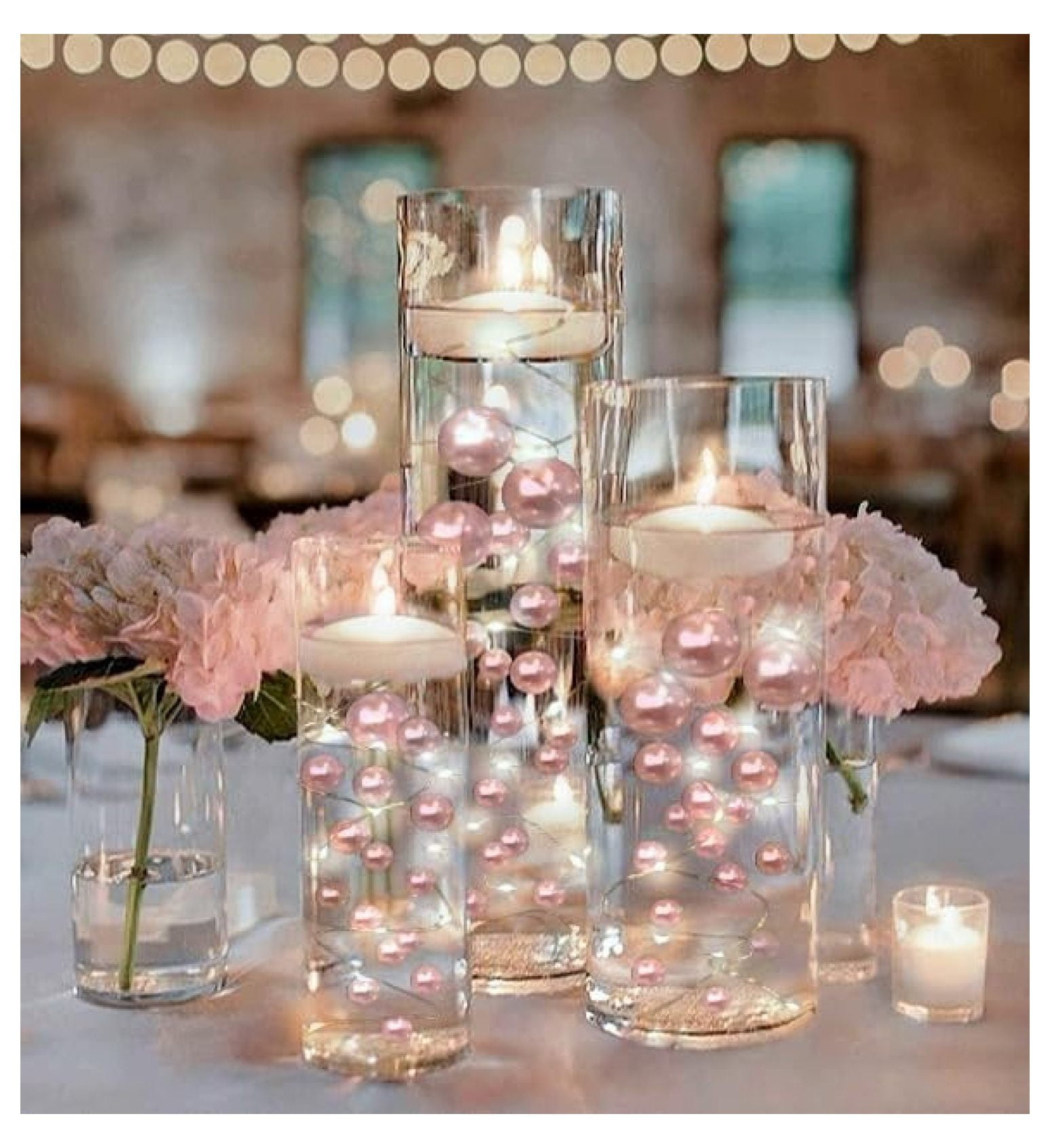 100 Floating Light Pink Pearls with Matching Sparkling Gems-Fills 2 ...