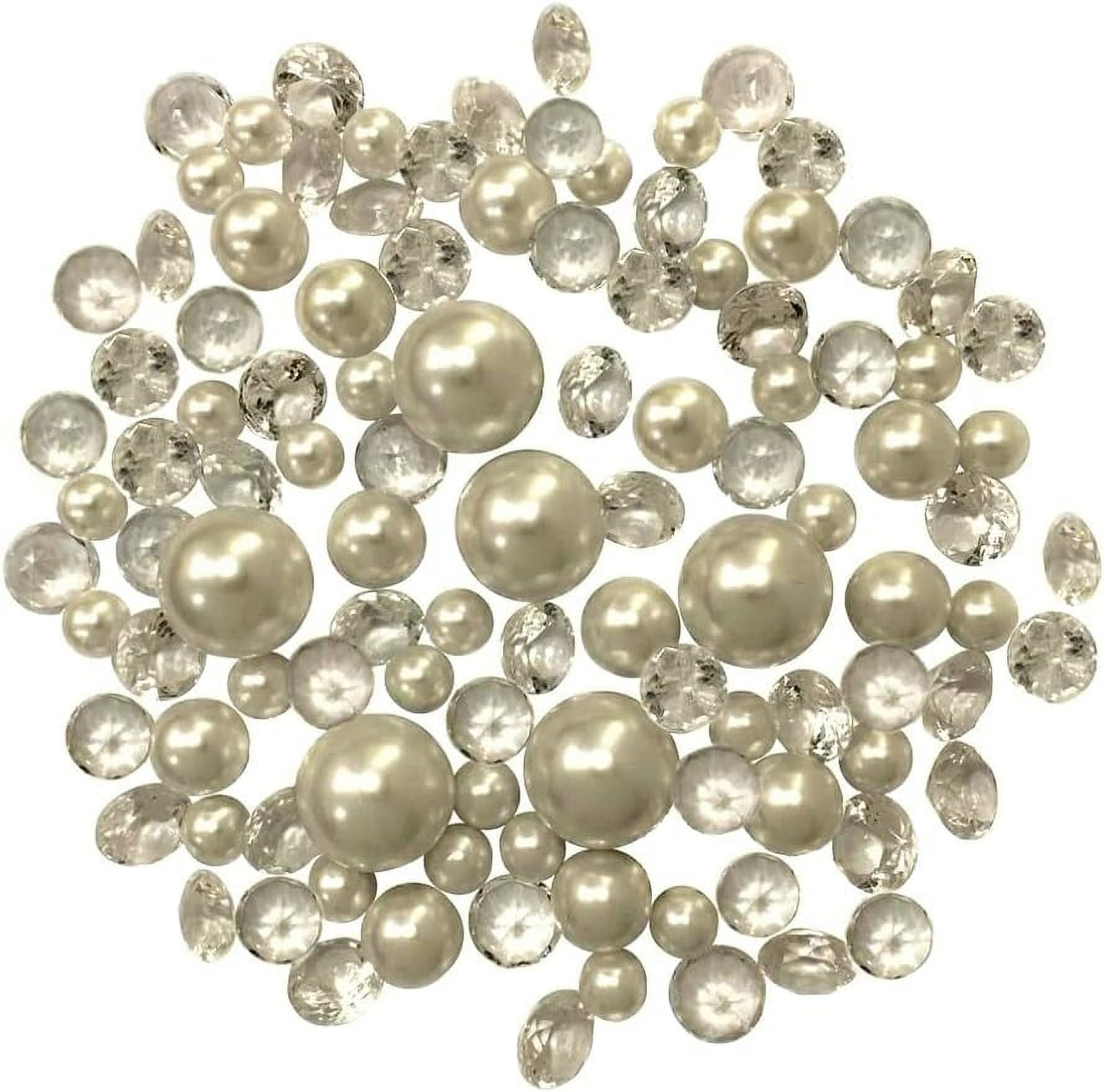 100 Floating Pearls with Matching Sparkling Gems-Jumbo Sizes-Fills 2 ...