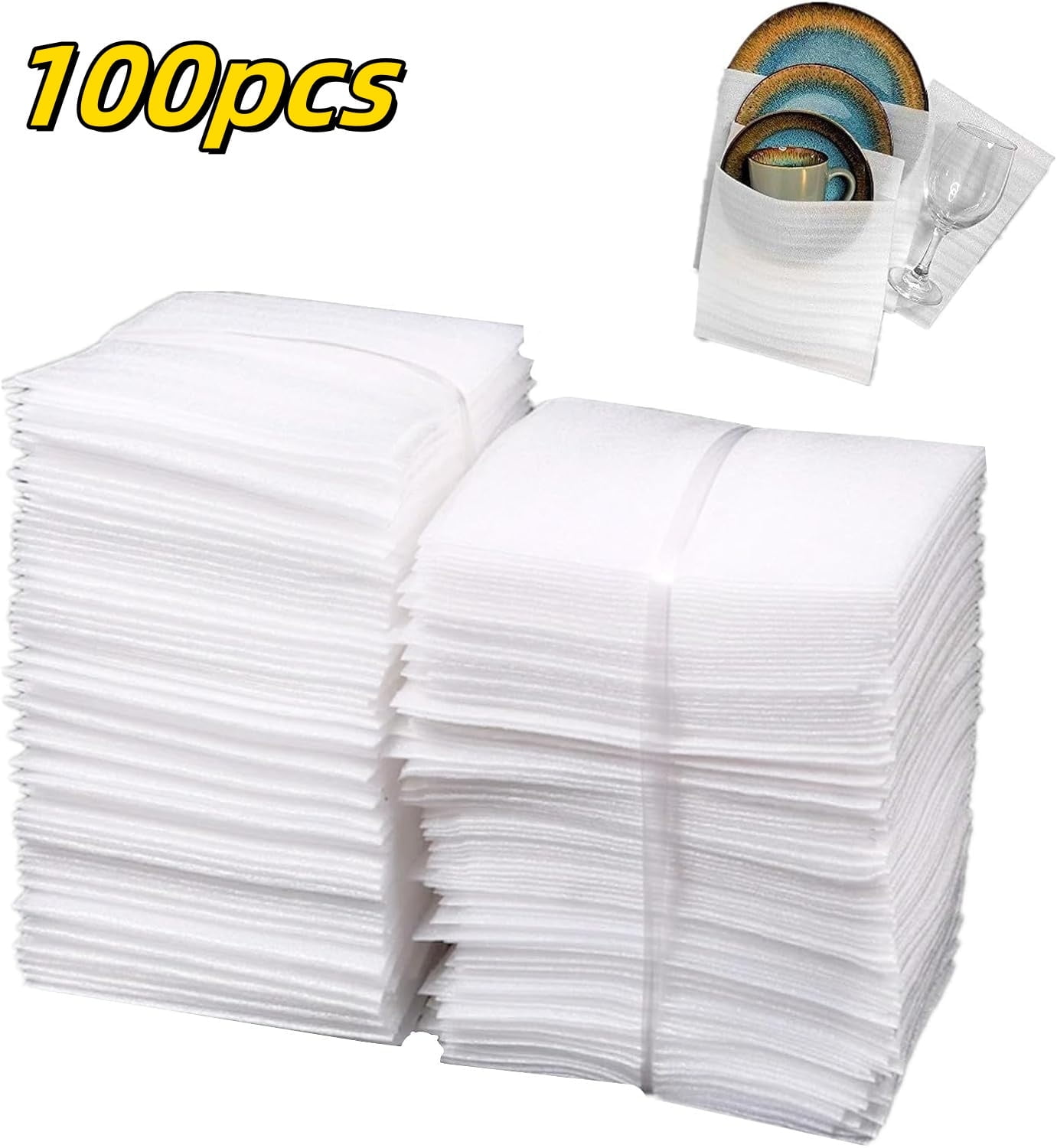 100 Foam Packaging Bags, 7.9inX7.9in 7.9inx12in 2 Sizes Each 50PCS ...
