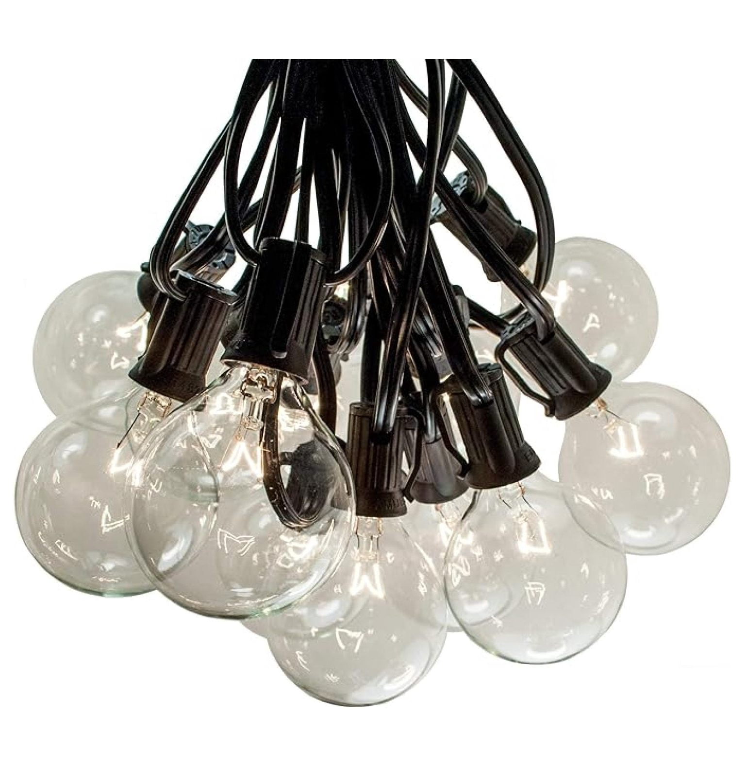 100 Foot Globe Patio String Lights - Set of 100 G50 2 Inch Clear Bulbs ...