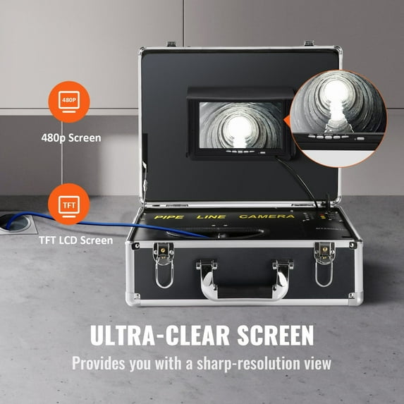 100-Foot Sewer and Drain Inspection Camera with 7-Inch LCD DVR ...