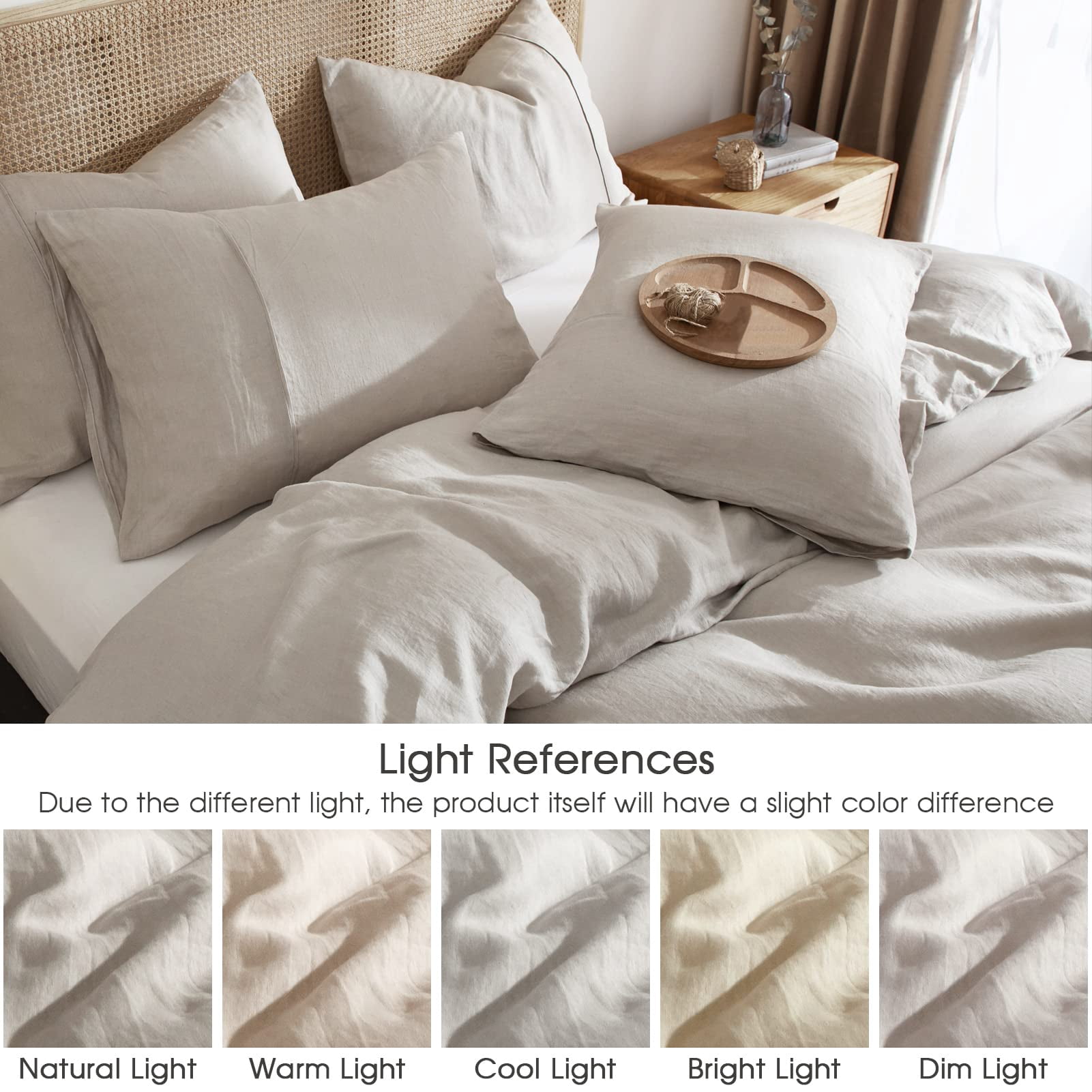 100% French Flax Linen Duvet Cover King, Soft Temperature-Regulating ...
