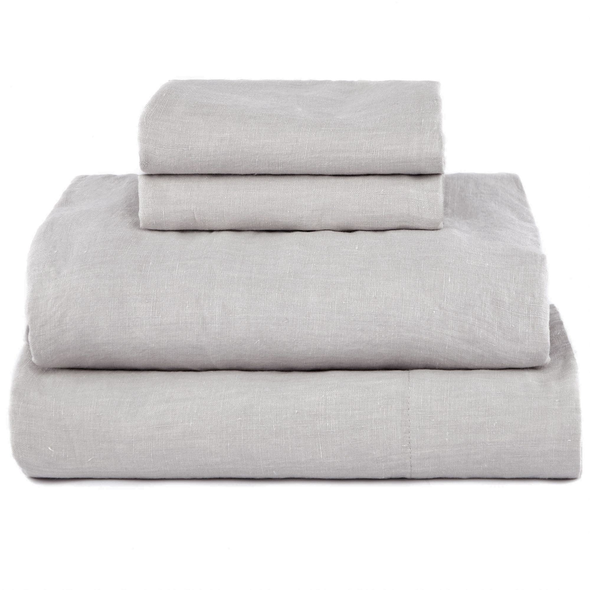 100% French Linen Sheet Set - Queen - Pebble Heather | BOKSER HOME ...