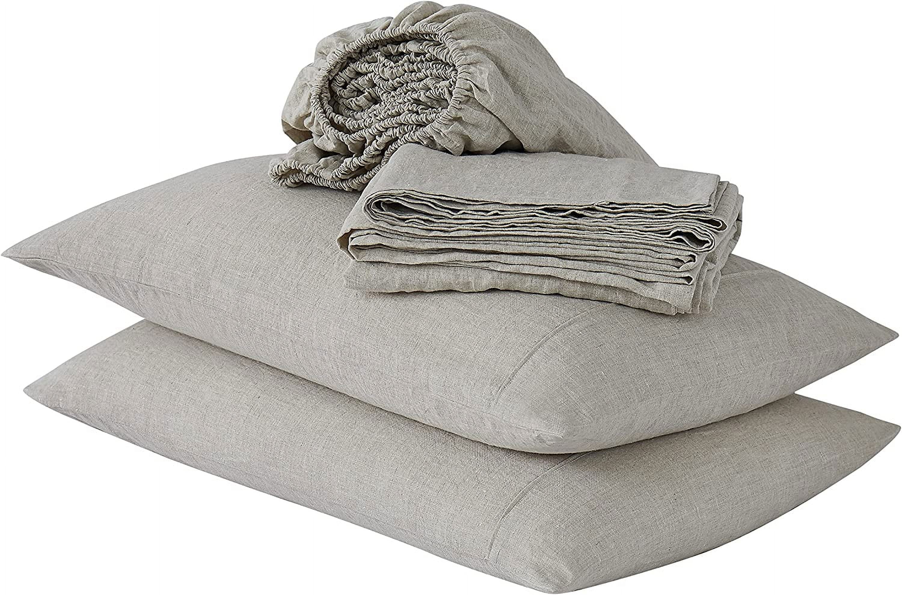 100% French Natural Linen Sheets Twin Size Bedding with Stone Washed ...