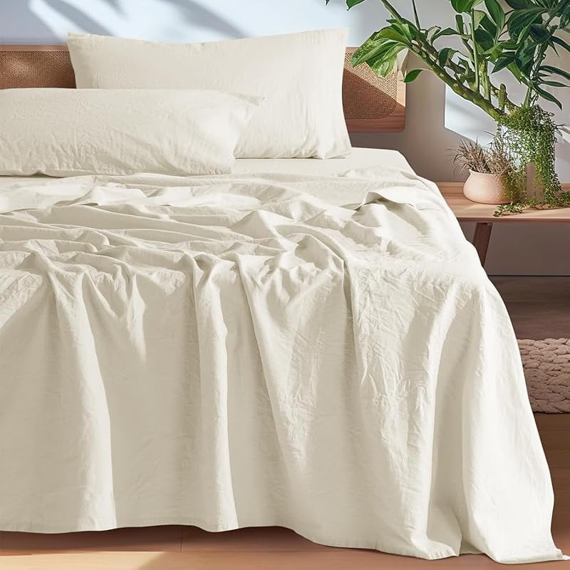 100% French Pure Linen Sheets, Breathable and Durable Linen King Size ...