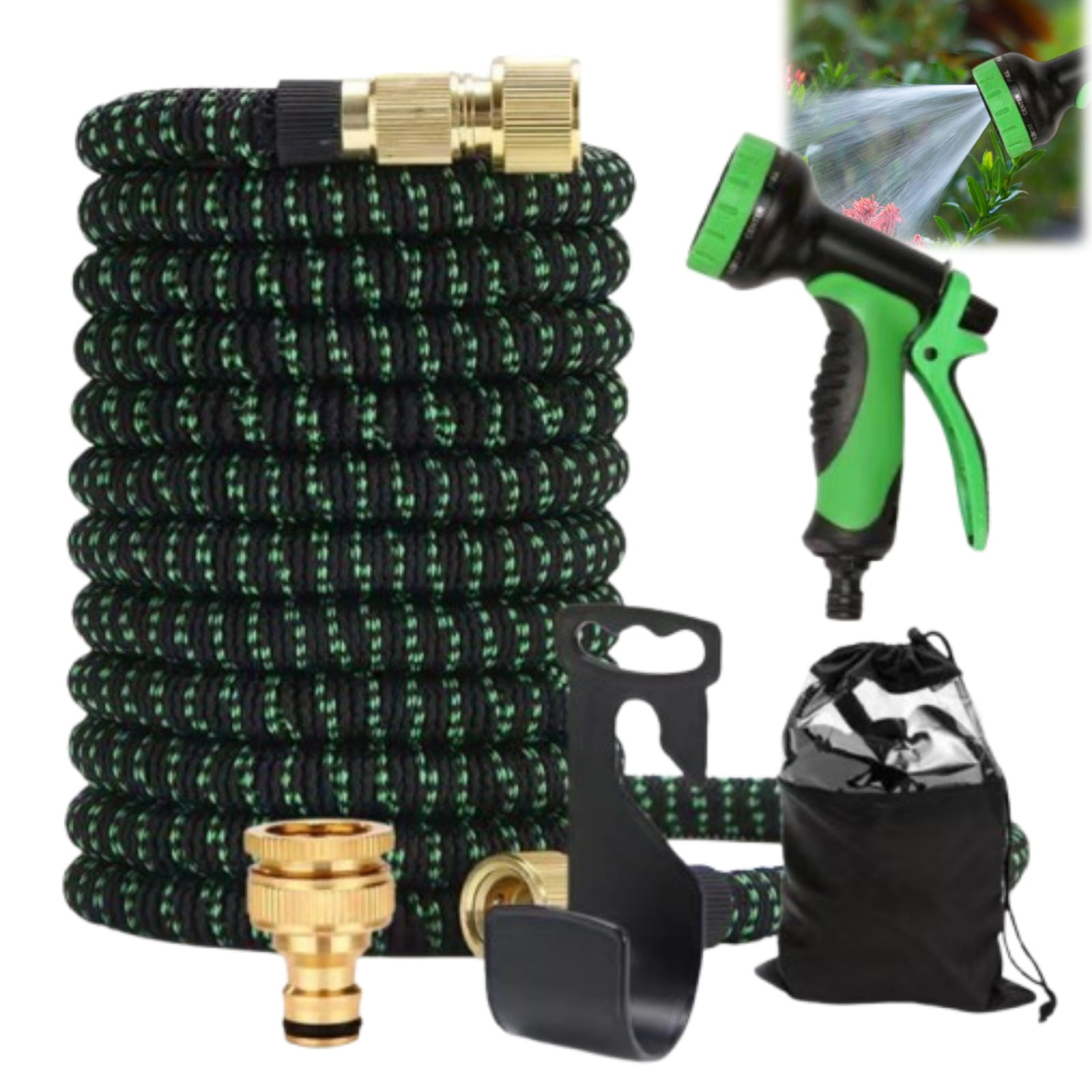 100 Ft Garden Hose Copper Bullet Expandable Garden Hose Thumb Spray ...
