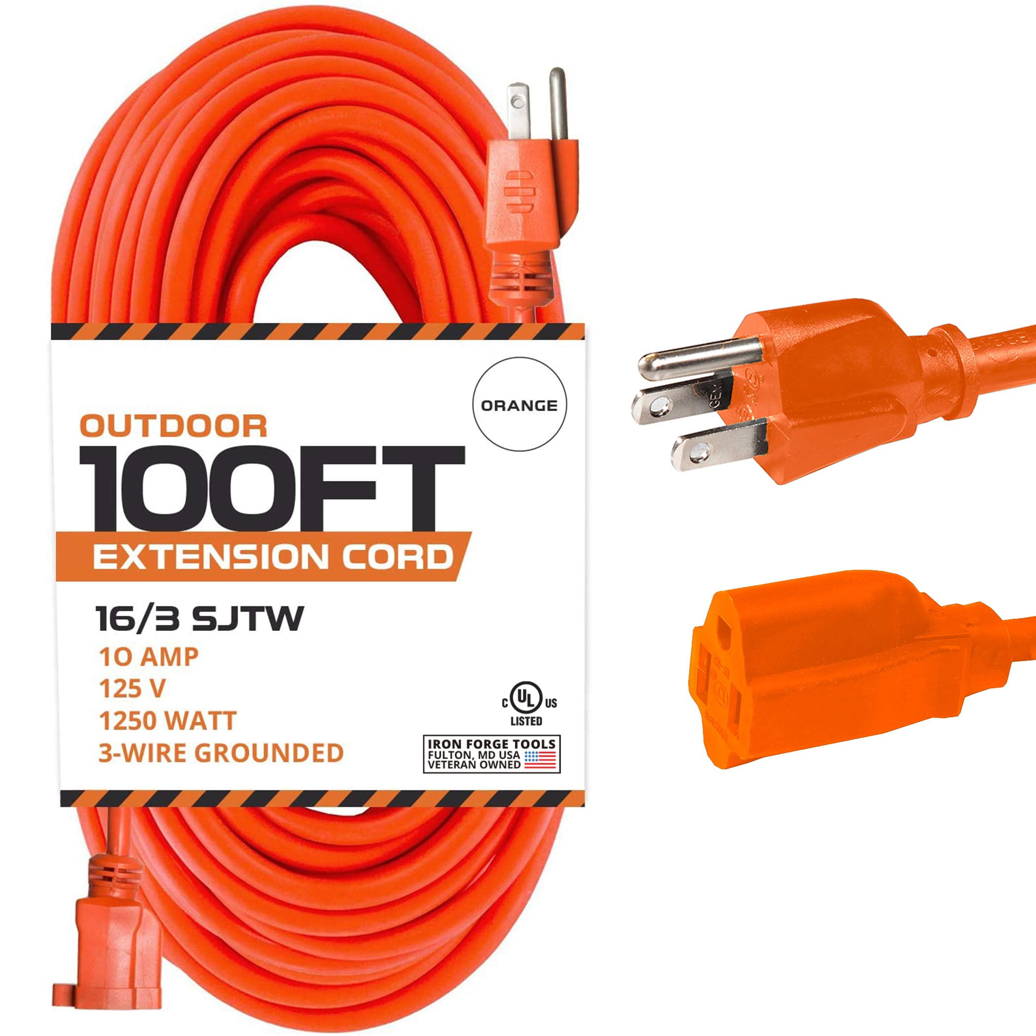 Iron Forge Cable Weatherproof 100 Ft Outdoor Extension Cord - 16/3 SJTW ...